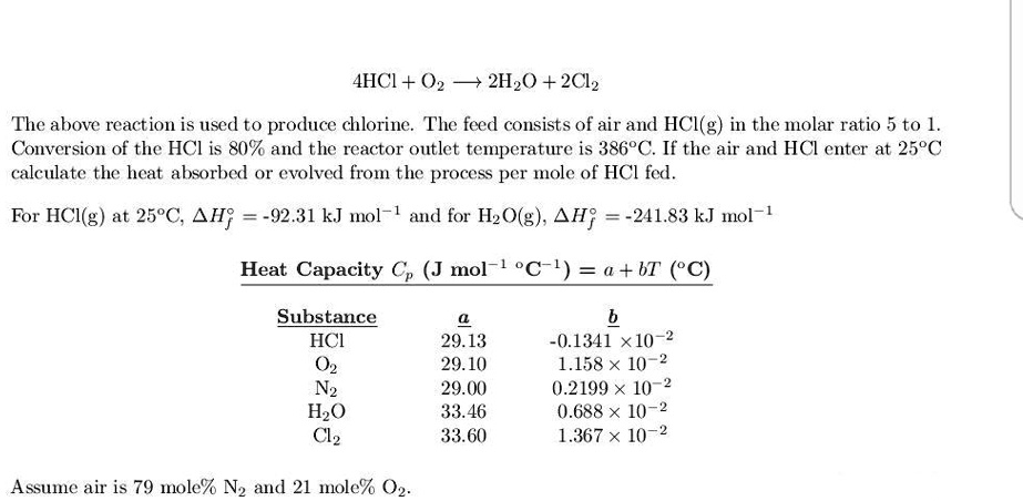 4HCl + 2H2O + 2Cl2 The above reaction is used to produce chlorine. The ...
