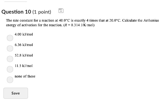 the rate constant for a reaction at 400 degree c is exactly 4 times ...