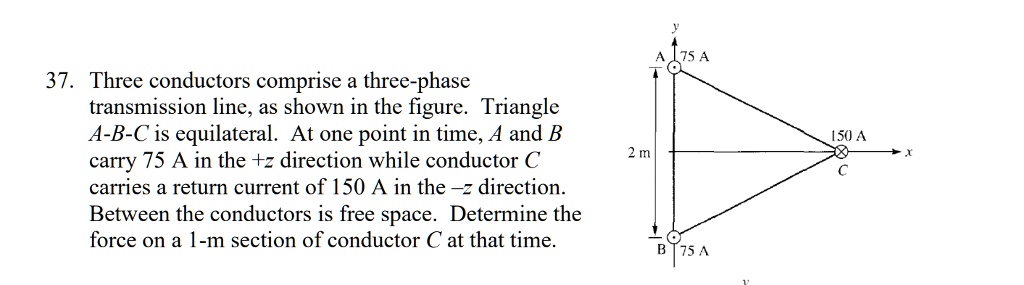 SOLVED: 37. Three conductors comprise a three-phase transmission line ...