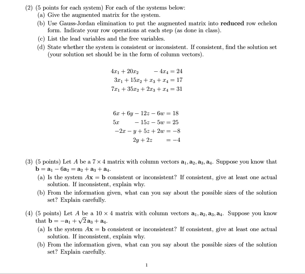 SOLVED:(2) points for each system) For each of the systems below: Give ...