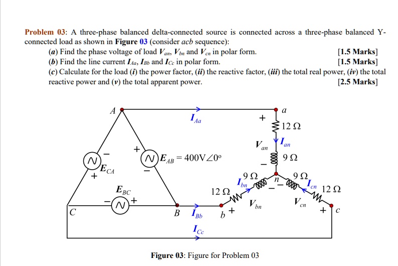 SOLVED: Problem 03: three-phase balanced delta-connected source is connected across three-phase ...
