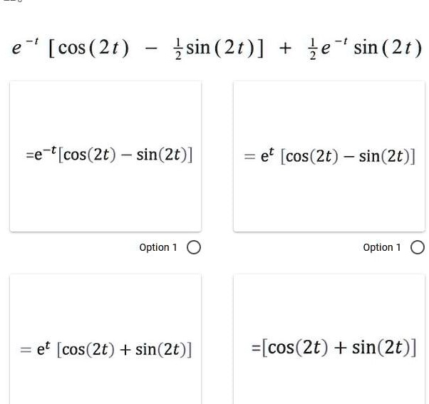 SOLVED:{sin ( 2t) ] + {e ~' sin ( 2t) e [cos ( 2t) et [cos(2t) sin(2t)] =e [cos(2t) sin(2t ...