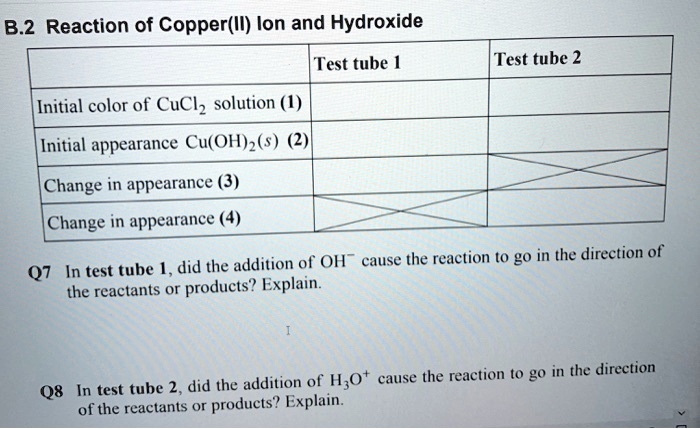 [GET ANSWER] b2 reaction of copperii ion and hydroxide test tube test ...