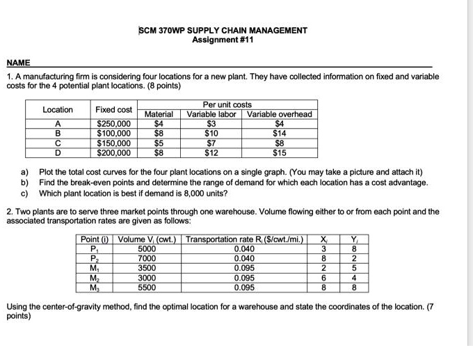 scm 370wp supply chain management assignment 11 name 1 a manufacturing ...