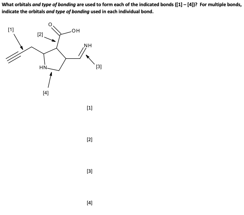 SOLVED: What orbitals and type of bonding are used to form each of the indicated bonds ([1 ...