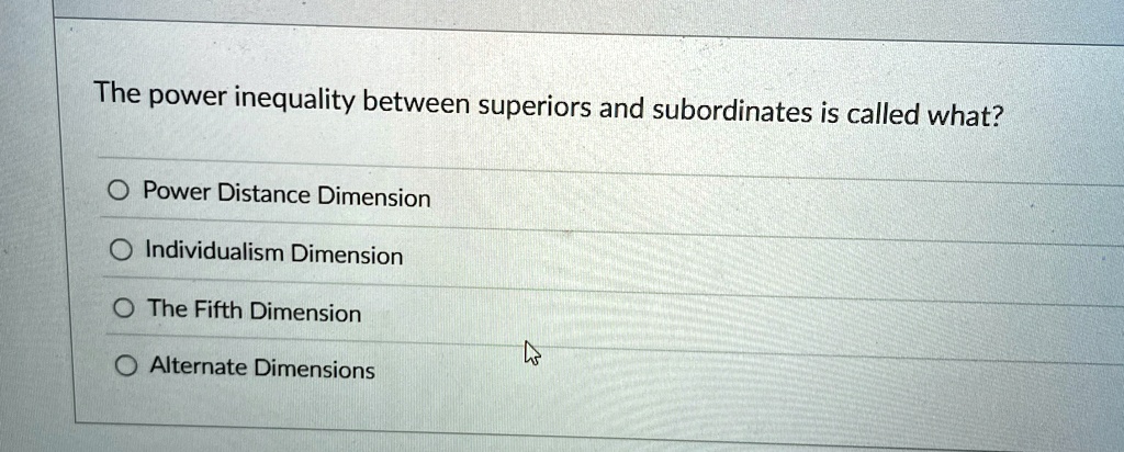 the power inequality between superiors and subordinates is called what ...