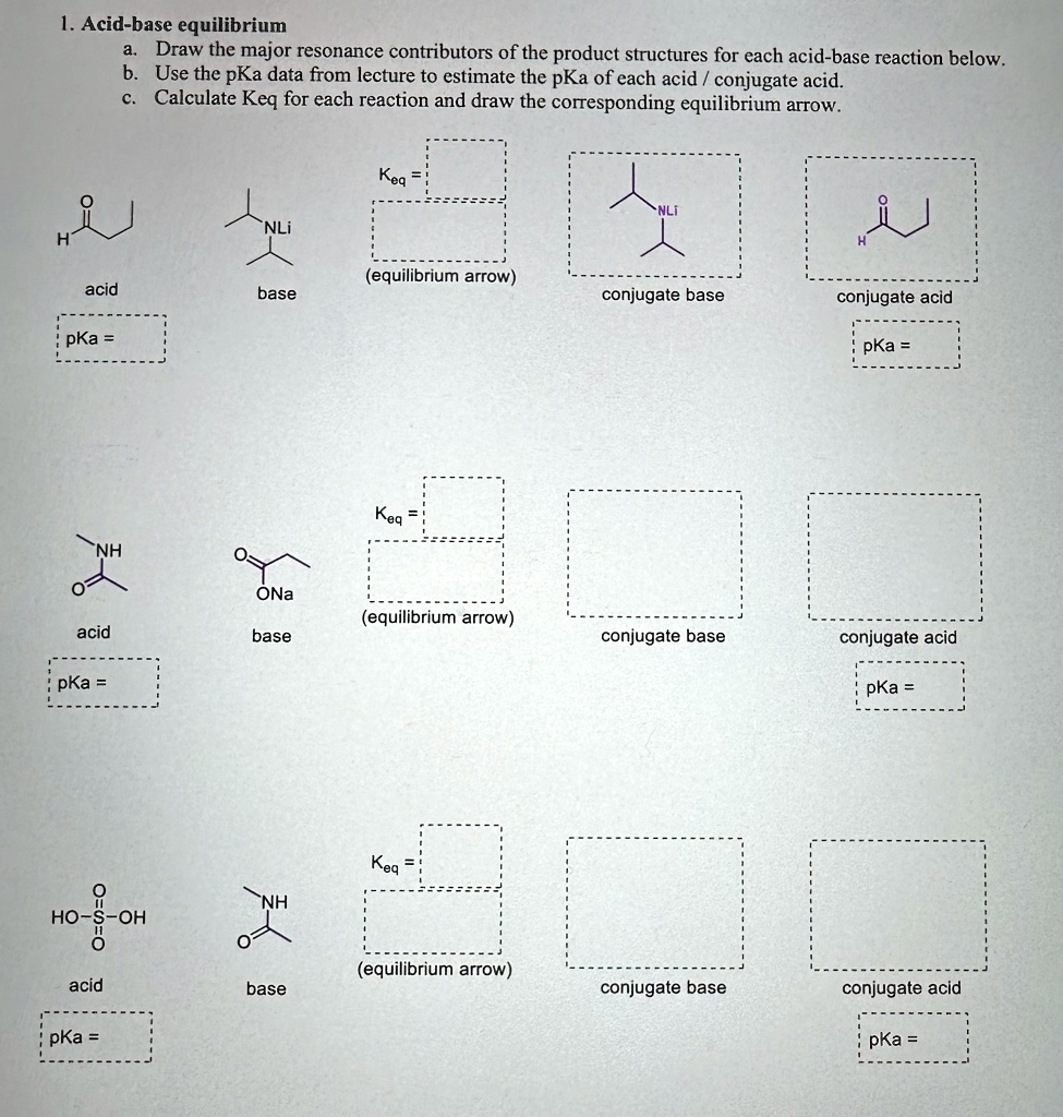 Acid-base equilibrium a. Draw the major resonance contributors of the ...
