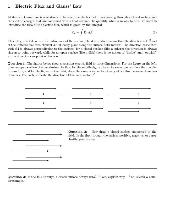 SOLVED: Electric Flux and Gauss' Law At its core. Gauss law ...
