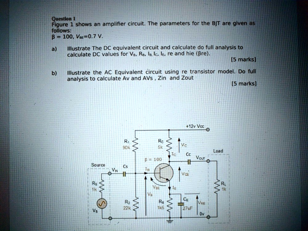 SOLVED: Title: Analysis of AC Equivalent Circuit using the Re Transistor Model Text: Illustrate ...