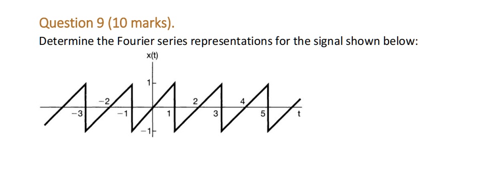SOLVED: Question 9 (10 marks) Determine the Fourier series ... SOLVED: Question 9 (10 marks) Determine the Fourier series ...
