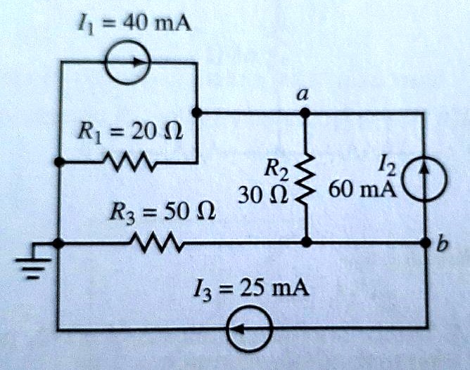 SOLVED: Determine the voltage Vab of this circuit, using mesh current method and the node method ...