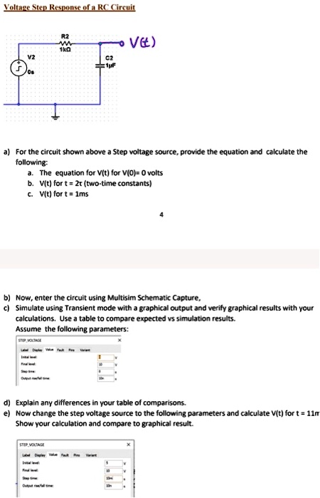 SOLVED: Title: Voltage Step Response of an RC Circuit R2 = 100 Î© C2 = ? a) For the circuit ...