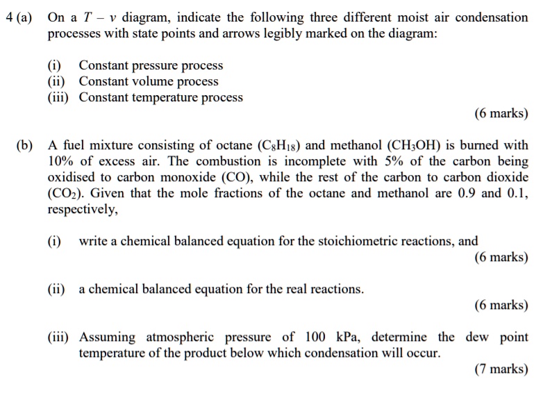 SOLVED: (a) On a T-v diagram, indicate the following three different moist air condensation ...