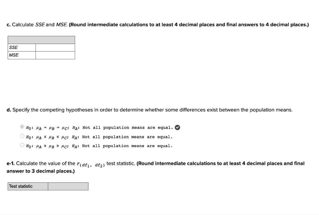 Calculate sse and mse round intermediate calculations to at...