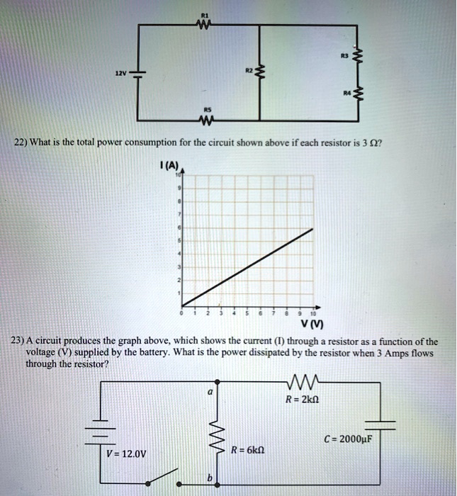 22 what the total power consumption for the circuit shown above if each resistor is 3 0 ia vm ...