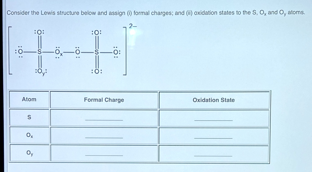 SOLVED: 'Consider the Lewis structure below and assign formal charges ...