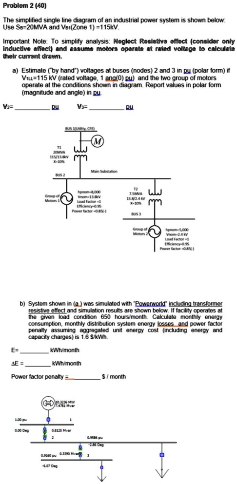SOLVED: Problem 2 (40) The simplified single-line diagram of an industrial power system is shown ...