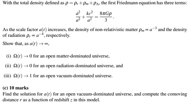 With the total density defined as ρ = + + ρΛ, the first Friedmann ...