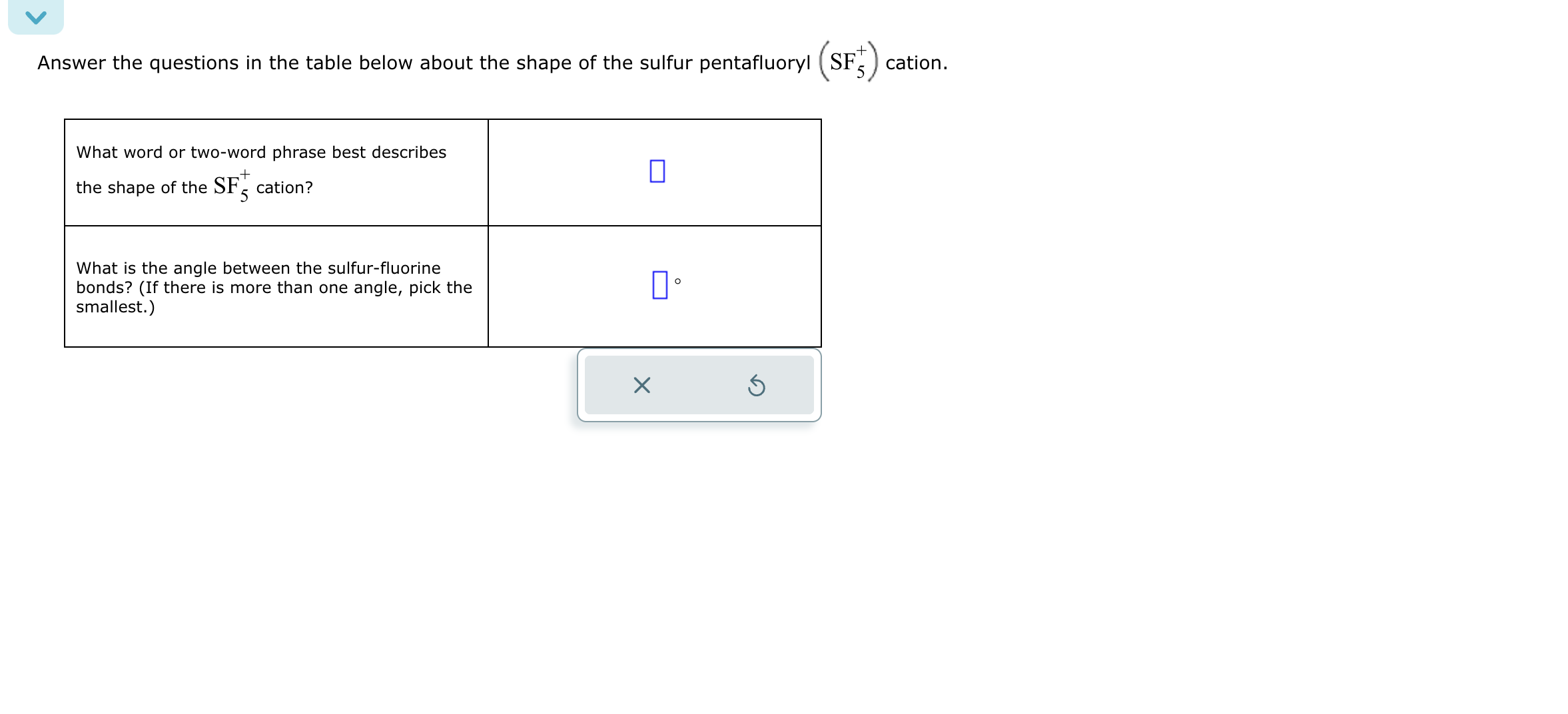 Answer the questions in the table below about the shape of the sulfur ...