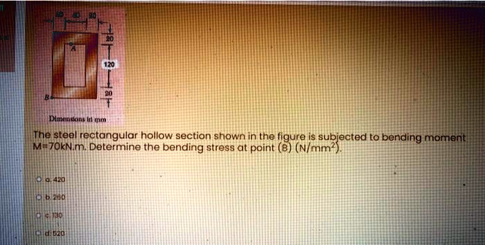SOLVED: The steel rectangular hollow section shown in the figure is ...