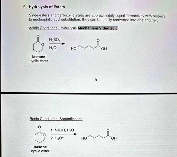 SOLVED: Hydrolysis of Esters Since esters and carboxylic acids are ...