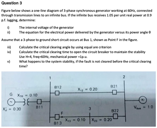 SOLVED: Question 3 Figure below shows a one-line diagram of 3-phase ...
