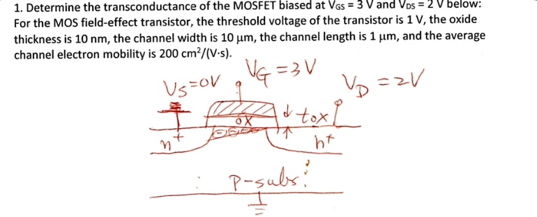 SOLVED: Determine the transconductance of the MOSFET biased at VGs = 3 ...