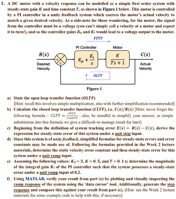 control of system and processes 1 a dc motor with a velocity response ...