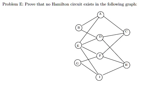 Problem E: Prove that no Hamilton circuit exists in the following graph: