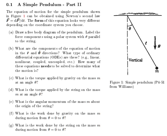 01 a simple pendulum part ii the equation of motion for the simple pendulum shown in figure 1 ...