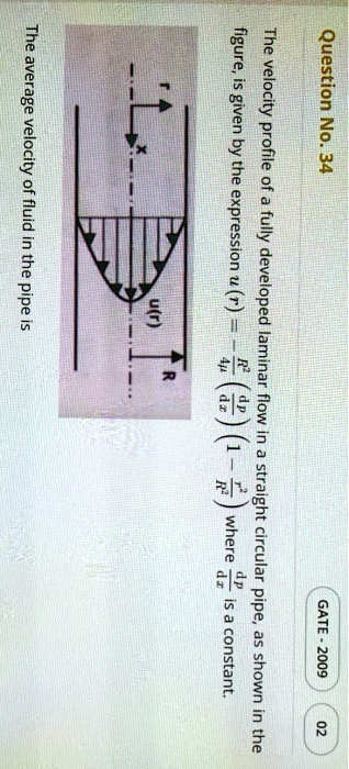 SOLVED: The average velocity of fluid in the pipe is given by the ...
