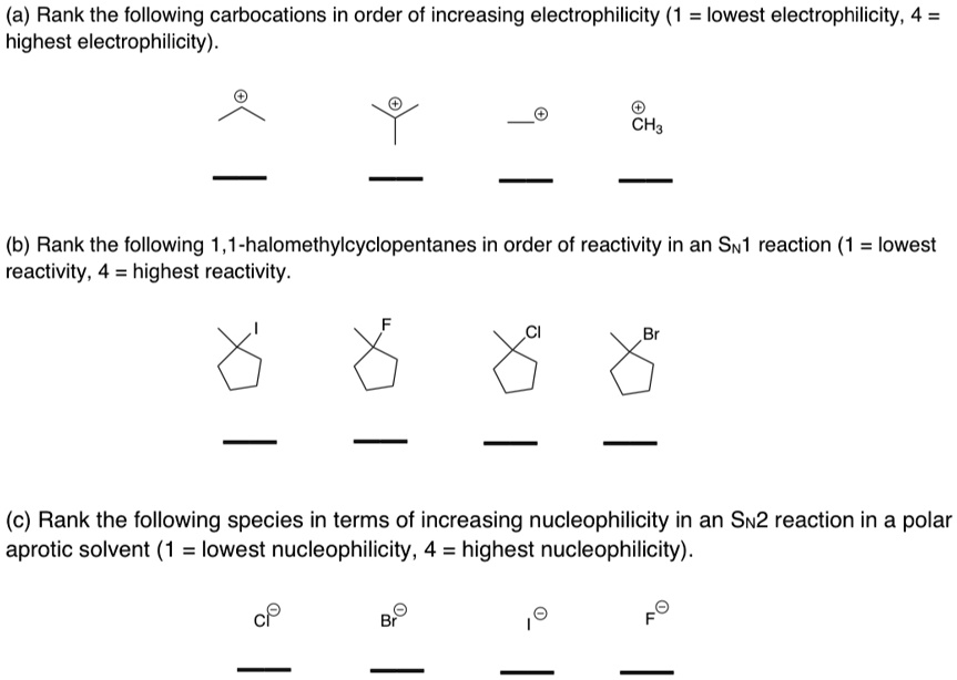 (a) Rank the following carbocations in order of increasing ...