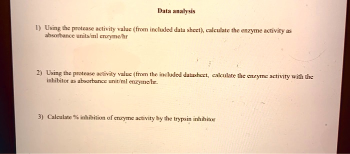 SOLVED: Using the protease activity value (from the included data sheet ...
