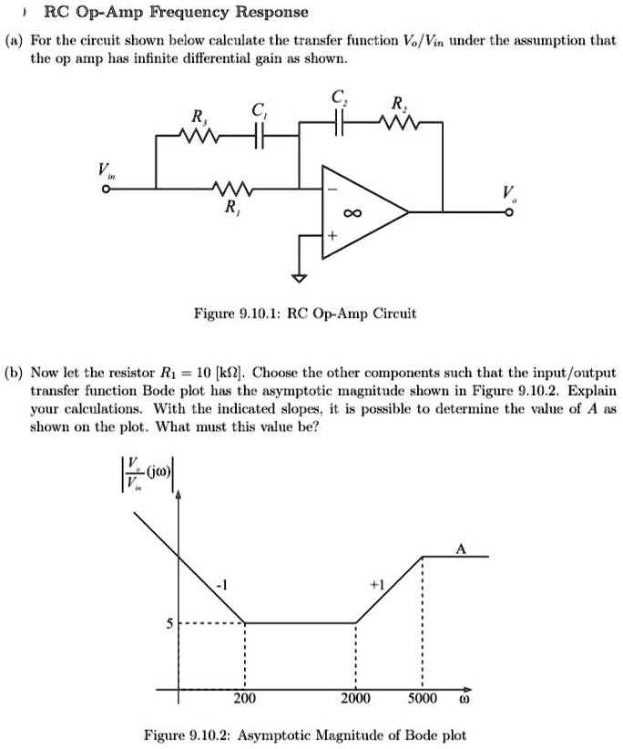 SOLVED: RC Op-Amp Frequency Response For the circuit shown below, calculate the transfer ...