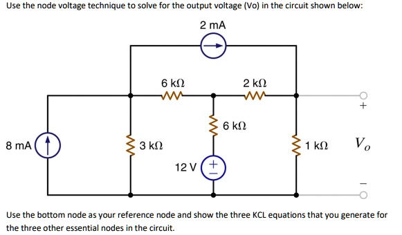 Use the node voltage technique to solve for the output voltage (Vo) in ...