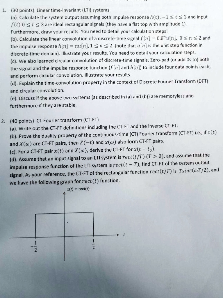 Solved 130 Points Linear Time Invariant Lti Systems Acalculate The System Output Assuming