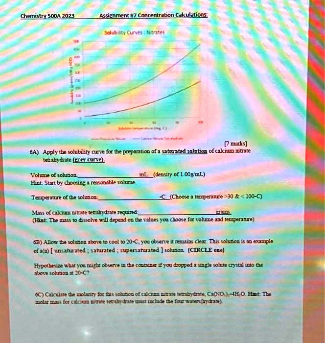 Chemistry 500A 2023 Assignment #7 Concentration Calculations ...
