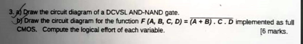 SOLVED: Draw the circuit diagram of a DCVSL AND-NAND gate. b) Draw the ...