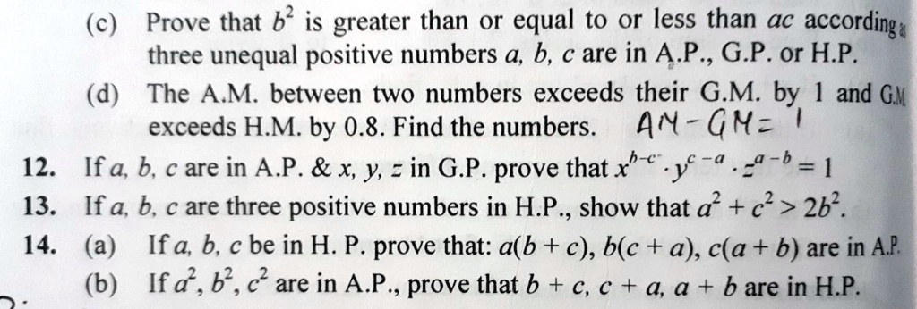 SOLVED: (c) Prove that b^2 is greater than or equal to or less than ac ...