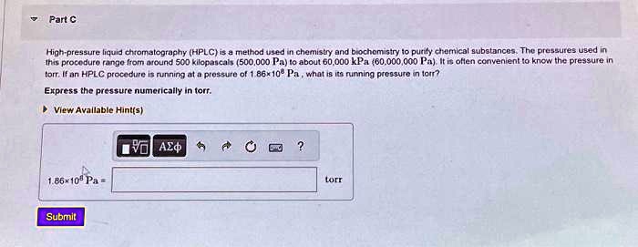 Solved High Pressure Liquid Chromatography Hplc Is A Method Used In