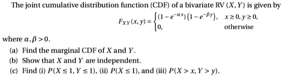 Solved The Joint Cumulative Distribution Function Cdf Of A Bivariate
