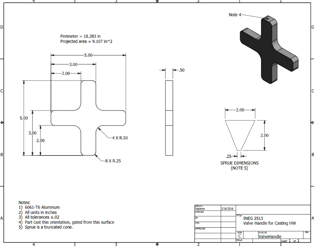 a valve handle see drawing on blackboard is to be cast via the basic ...