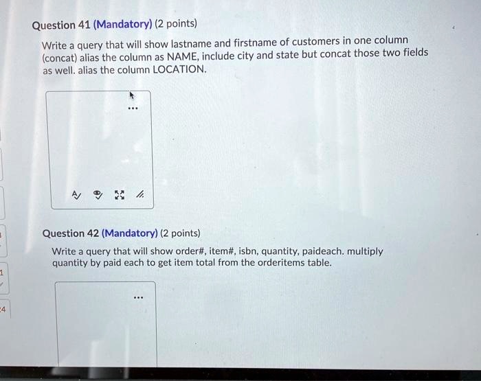 Solved Question 41 Mandatory 2 Points Write A Query That Will Show The Lastname And 