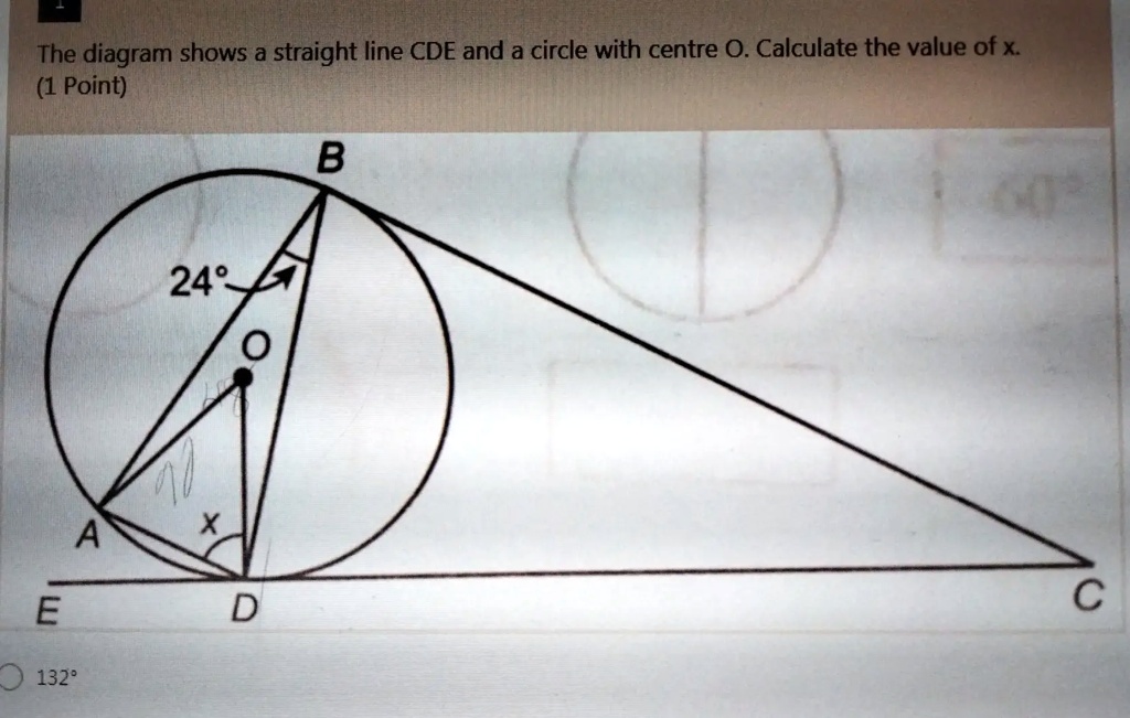 SOLVED: The diagram shows a straight line CDE and a circle with centre ...