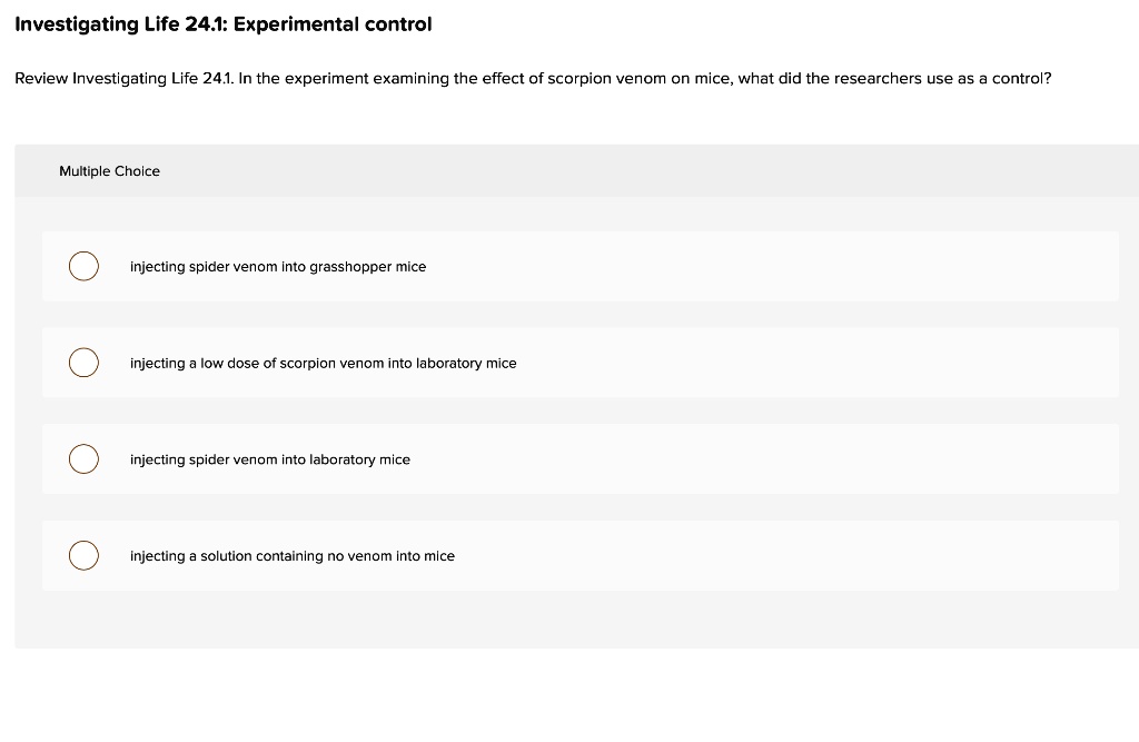 SOLVED: Review Investigating Life 24.1. In the experiment examining the ...