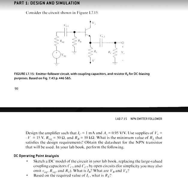part 1design and simulation consider the cireuit shown in figure l715 figure l715 emitter ...