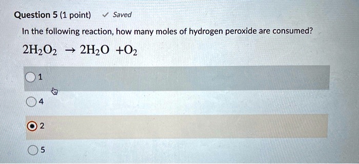 SOLVED: Question 5 (1 point) Saved In the following reaction, how many ...