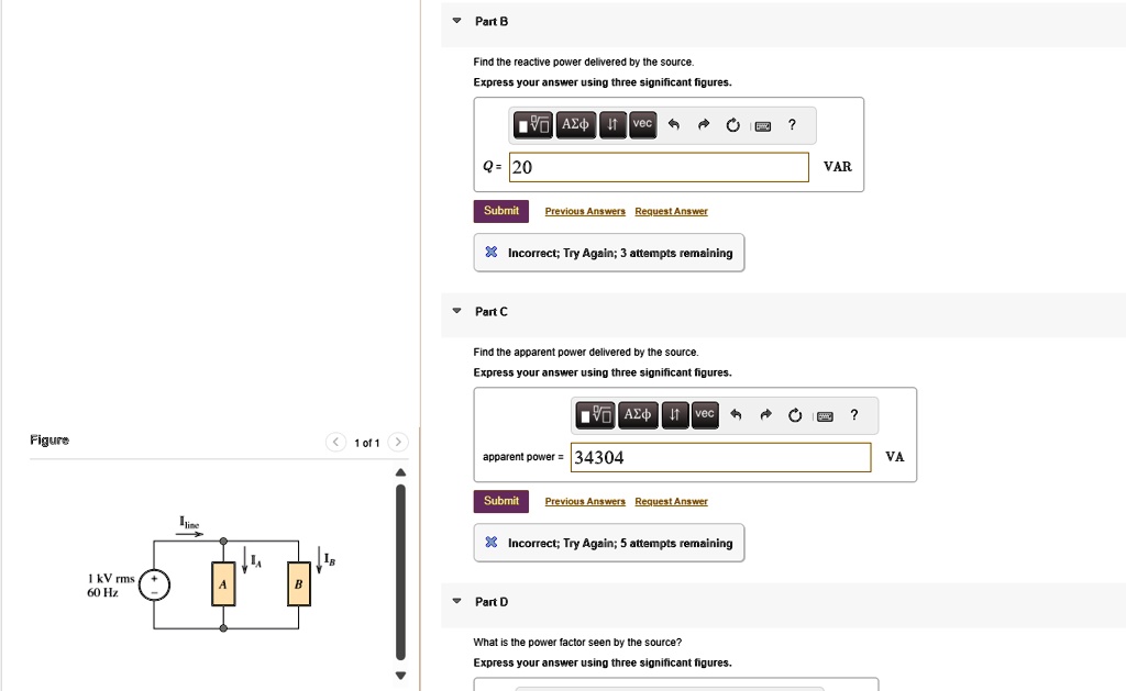two loads a and b are connected in parallel across a 1 kv rms 60 hz ...