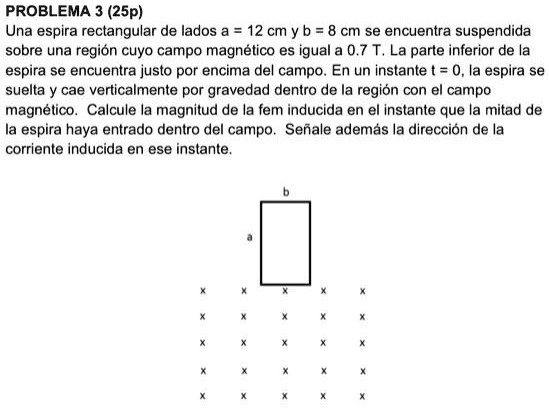 PROBLEMA 3 (25p) Una espira rectangular de lados a = 12 cm y b = 8 cm ...