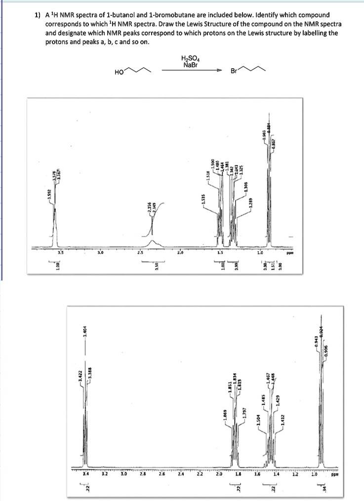 A^(1)H NMR spectra of 1-butanol and 1-bromobutane are included below ...